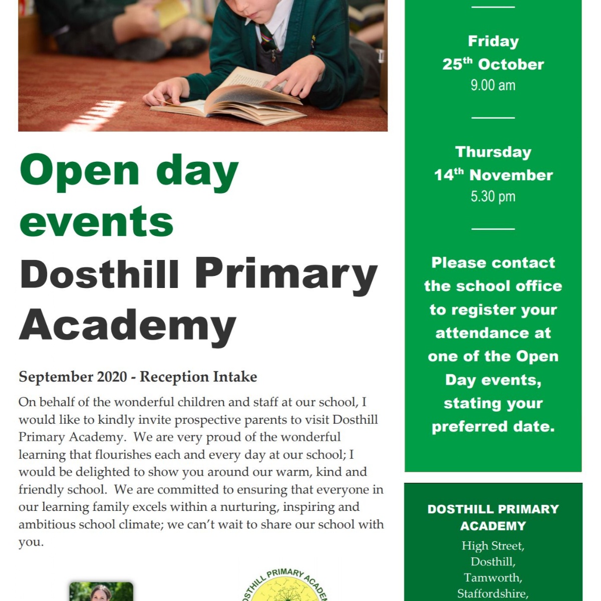 Dosthill Primary Academy - Reception Intake Open Days